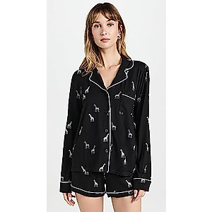 PJ Salvage Women's Loungewear Giraffe Manor Pajama Pj Set, Black, M