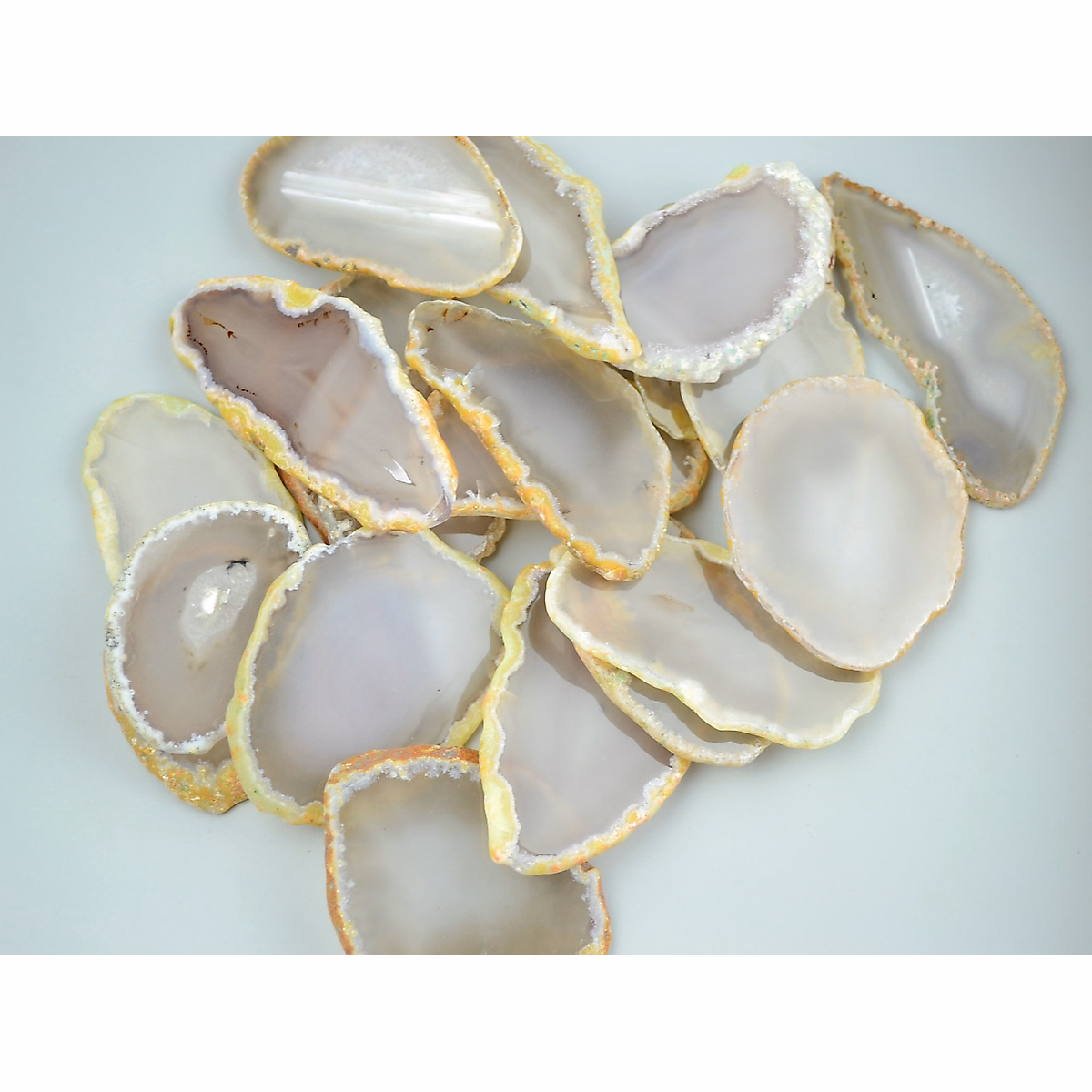 30 Pieces Agate Slices Stone Slab 2"-3" in Length for Wedding Name Cards Namecards Place Cards - White/Grey