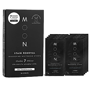 MOON Teeth Whitening Strips, 7 Shades Whiter in 2 Weeks, 28 Treatments with Easy to Use Dissolvable Strips, Enamel-Safe Formula, Gentle on Sensitive Teeth, Vegan, Freshening Mint Flavor, 56 Strips