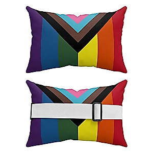 Recliner Head Pillow Ledge Loungers Chair Pillows with Insert Rainbow Stripes Color Texture Lumbar Pillow with Adjustable Strap Outdoor Waterproof Patio Pillows for Beach Pool Chair, 2 PCS