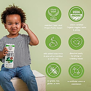 Serenity Kids 6+ Months Grain Free Puffs Toddler & Baby Snack | No Added Sugar, Gluten & Rice Free, Allergen Free | Made with Organic Cassava, Veggies, and Herbs | Broccoli & Spinach | 6 Count