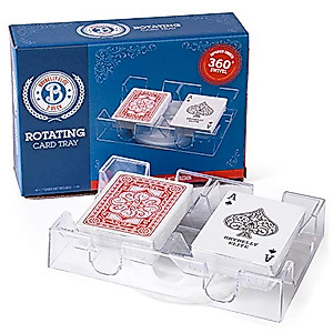 Brybelly Elite Rotating Card Deck Tray | Standard Sized Playing Cards | Rotates in Any Direction | Clear | 2 Deck Tray