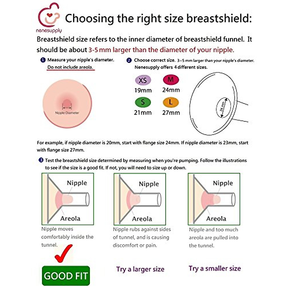Nenesupply 24mm Flange Pump Parts Compatible w Spectra S2 S1 Breast Pumps Replacement Kit for Spectra Pump Parts S2 Parts S2 Accessories Inc Flange Duckbill Valve Backflow Protector