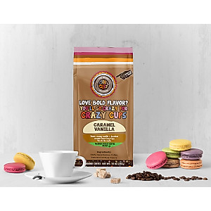 Crazy Cups Decaf Flavored Ground Coffee Variety Pack, Includes Cinnamon French Toast, Caramel Vanilla, Pumpkin Caramel Spice, in 10 oz Bags, For Brewing Flavored Hot or Iced Decaf Coffee, Variety 3 Pack