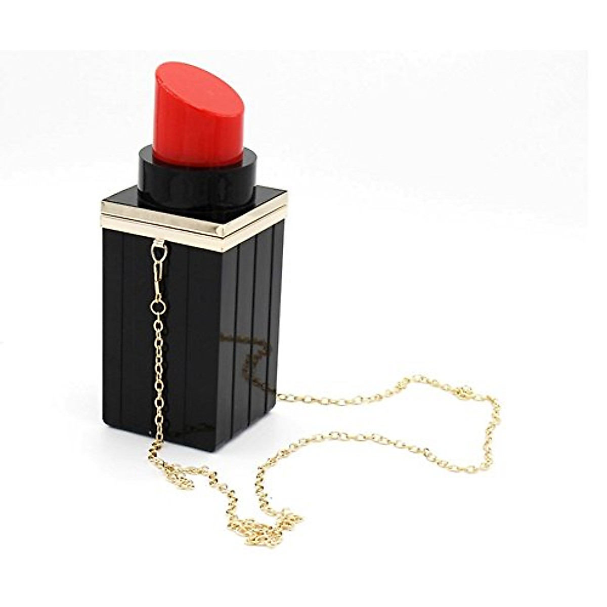 Shiratori Women Acrylic Black Lipstick Shape Evening Bags Purses Clutch Vintage Banquet Shoulder Bag Classic Crossbody Bags for GIRLS Black