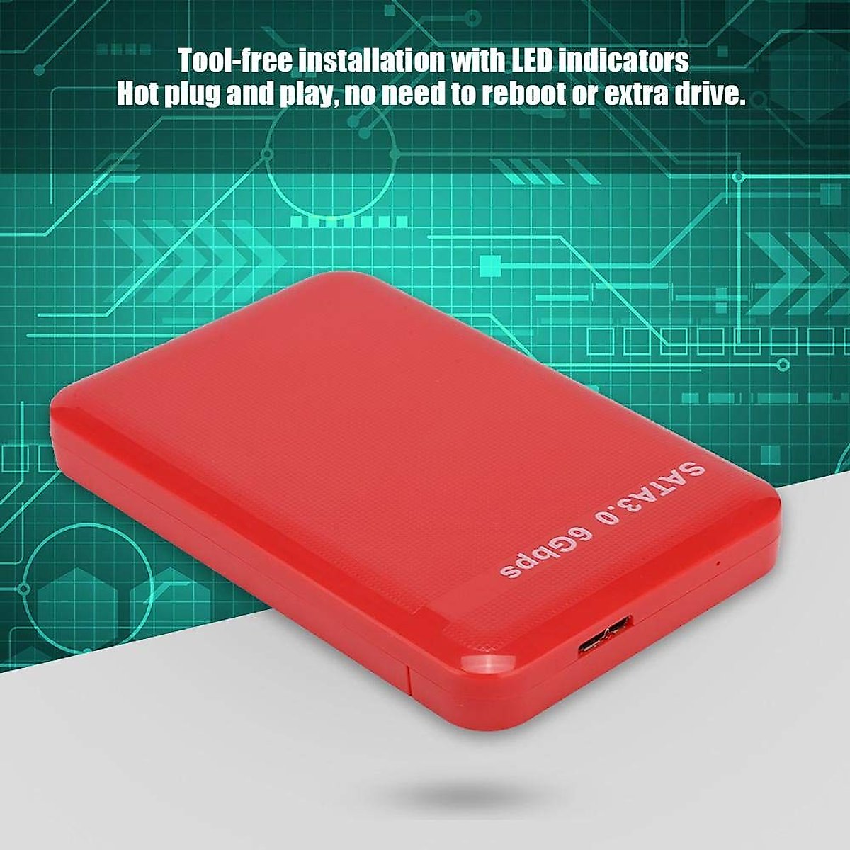 2.5inch USB3.0 SATA3.0 6Gbps Mobile Hard Disk Box Supports 3TB UASP Acceleration(红色)