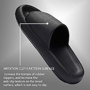 Slippers for Women and Men Quick Drying Bathroom Shower Sandals Open Toe Soft Cushioned Extra Thick Non-Slip Massage Pool Gym House Slipper for Indoor & Outdoor black 44-45