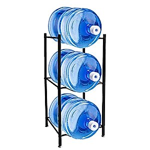 5-Gallon Water Bottle Holder – 3-Tier Water Bottle Organizer for 5-Gallon Jugs – Gallon Water Jug Storage Rack for Kitchen, Pantry, Bar – Cast Iron Water Jug Holder with Removable Tiers