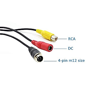 RCA+AV to M12 4 Pin Monitor Cable，4 Pin Male to RCA Female Adapter+DC Male Connector Monitor/Camera Adapter， for Cord for Car Camera（2psck）