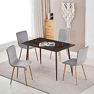 FurnitureR Scandinavian Set of 2,Side Fabric Cushion Seat Accent Sturdy Oak Metal Legs for Kitchen Living Waiting Room Dining Chair, 15" D x 16.5" W x 33.7" H, Grey