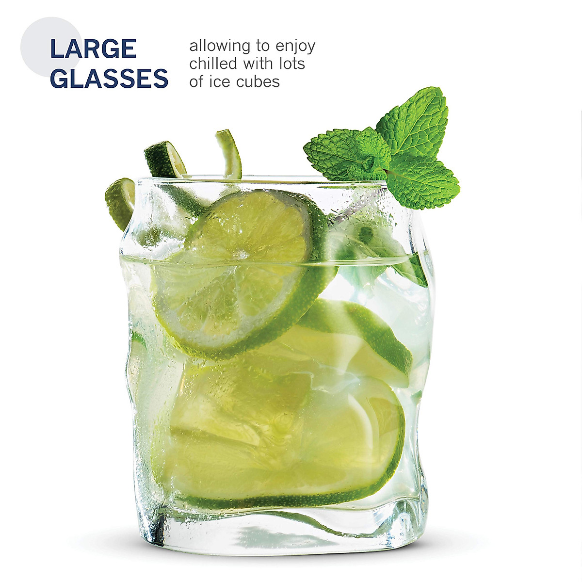 Bormioli Rocco Set Of 4 Sorgente DOF Whiskey Glass 14¼-Ounce Crystal-clear Cocktail Glasses Barware, For Bourbon, Scotch, Water, Juice, Drinking Glasses Set, Made In Italy.