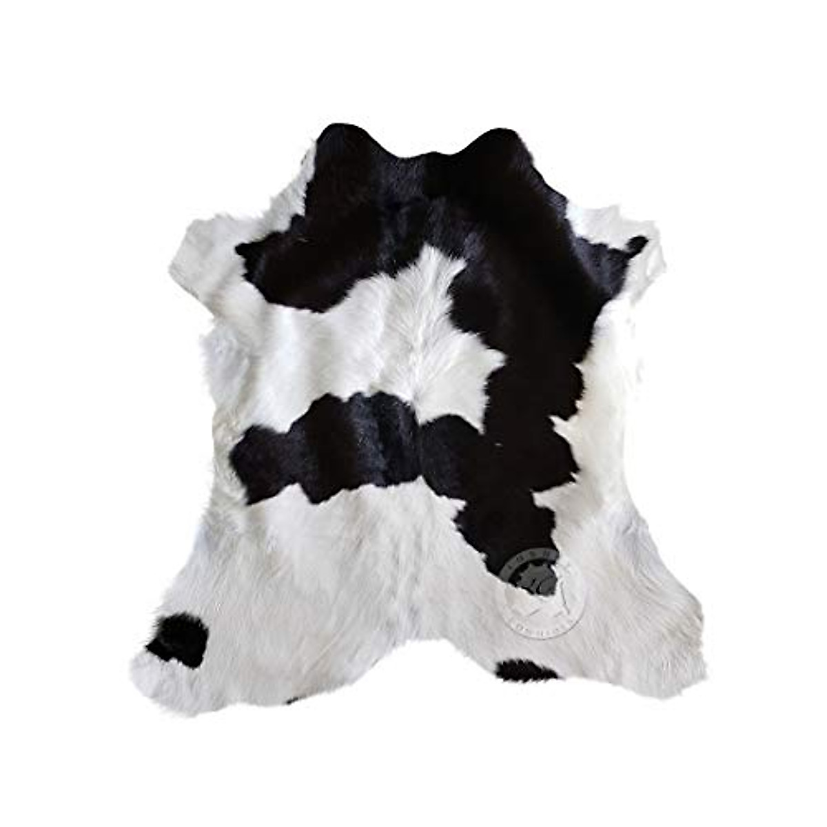 Genuine Calfskin Black and White Calfskin Calf Hide Cow Skin Cowhide Rug Leather Area Rug 3 x 3 ft.