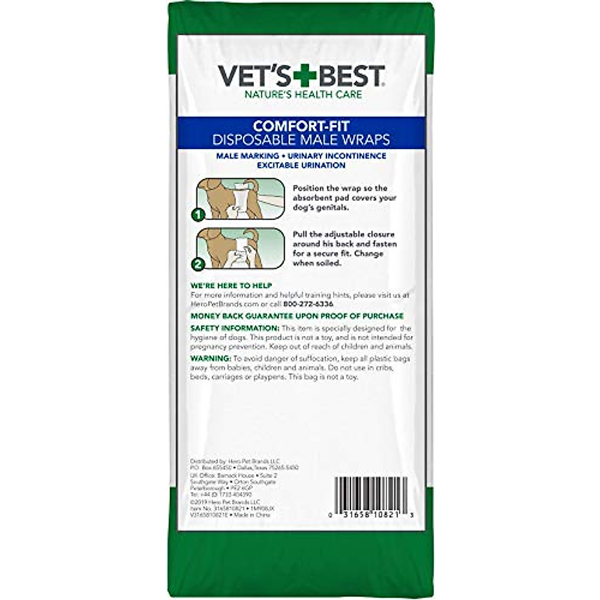 Vet’S Best Comfort Fit Disposable Male Dog Diapers | Absorbent Male Wraps with Leak Proof Fit | Small, 30Count