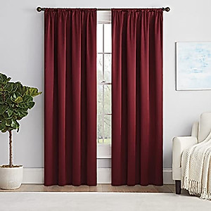 ECLIPSE Solid Thermapanel Modern Room Darkening Rod Pocket Window Curtain for Bedroom (1 Panel), 54" x 54", Merlot