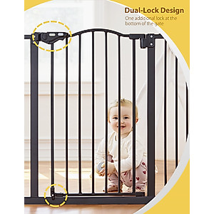 InnoTruth 29-39.6" Width Auto Close Baby Gate, 30" Tall Wide Dog Gate for Pets, Easy Install Walk Through for Doors, Hallways, House, Safety Kid/Puppy Pressure or Hardware Mounted Metal Gate, Black