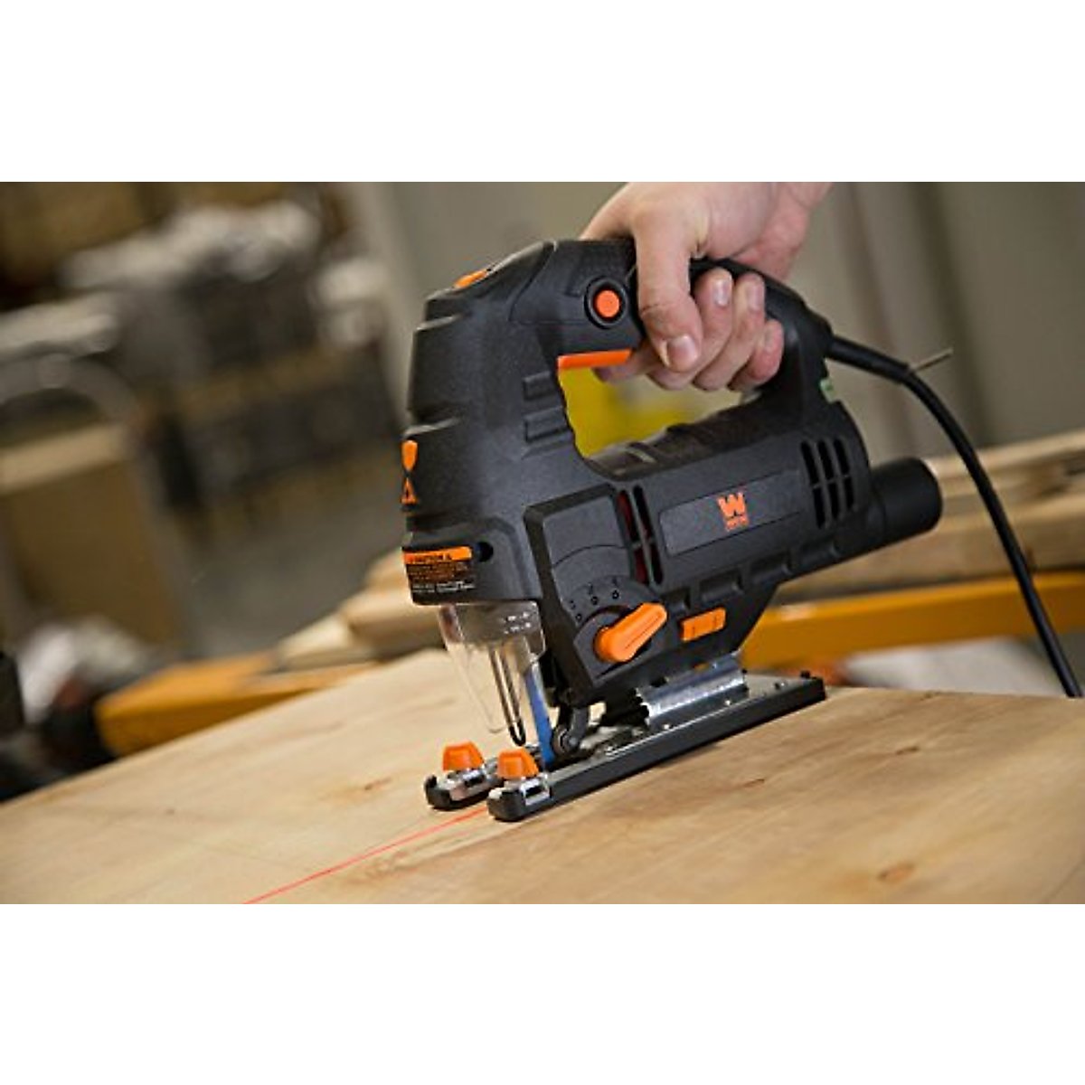 WEN 33606 6.6-Amp Variable Speed Orbital Jig Saw with Laser and LED Light,Black, Silver
