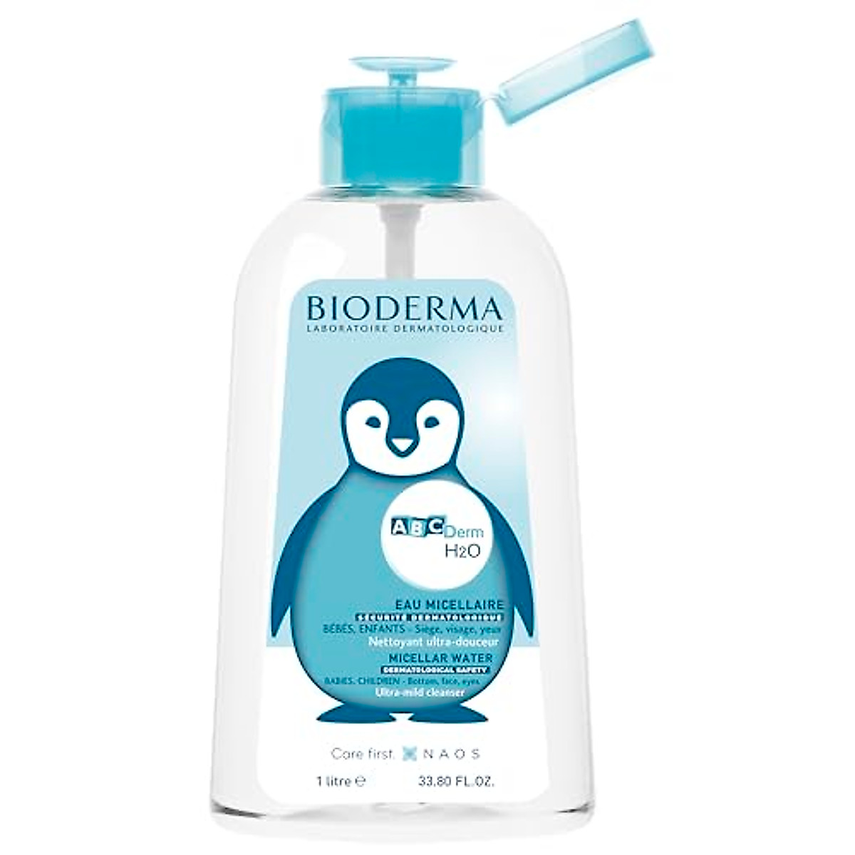 Bioderma ABCDerm H2O - Baby Skin Care - Micellar Cleansing Water for Babies and Kids, Blue, 33.8 Fl Oz