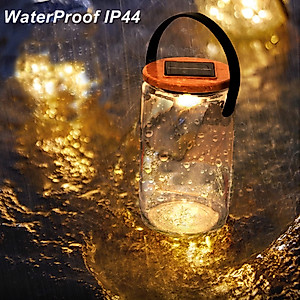 ABCCANOPY Hanging Solar Mason jar Lights Outdoor Waterproof Decorative LED Solar Lights for Patio Yard Garden Christmas Party, 2-Pack (Warm White)