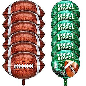 Football Balloons Set, Football Field Balloons and Football Foil Balloons for Tailgate Game Day Football Theme Supplies Birthday Party Decorations (12 Pieces)