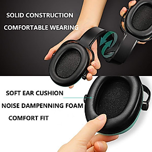Iwinna Kids Ear Protection Safety Ear Muffs, Noise Cancelling Headphones for Childrens, Adjustable Headband Ear Dfenders for Concerts, Fireworks, Air Shows, Green