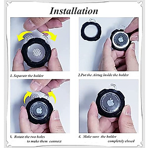 Airtag Holder with Anti-Lost Keychain, 2 Pack Airtag Case for Apple Air Tag with [Anti-Scratch] HD Protective Shell, PC+TPU Full Protective Airtag Accessories for Keys, Backpacks (Black+Blue)