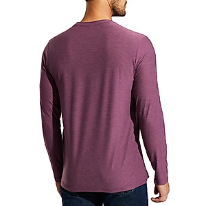 MIER Men's Soft Long Sleeve T Shirts for Workout, Running, Gym, Casual, Athletic Crew Neck Lightweight Dry Fit T-Shirts, Plum Heather, L