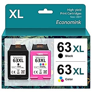 63 Black Color Combo Pack,Economink Remanufactured Ink Cartridge Replacement for HP 63 XL for OfficeJet 3830,5252,4650,5258,4655,4652,5255,Envy 4520,3634,DeskJet 3636,1111,3630,1112,3637,3632 Printer