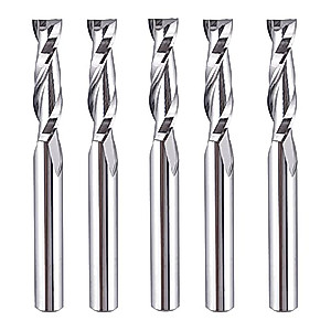 SpeTool 5Pcs Spiral Router Bits UpCut 1/4 inch Cutting Diameter 1/4 inch Shank Router Bit Set HRC55 Solid Carbide CNC End Mill for Woodworking Mortise Slot Carving Engraver