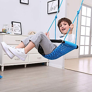 ROPECUBE Toddler Swing & 2-in-1Baby Swing - Adjustable Rope Swing Seat for Kids Indoor & Outdoor Durable Backyard Swing Set for Infants & Toddlers (Blue)