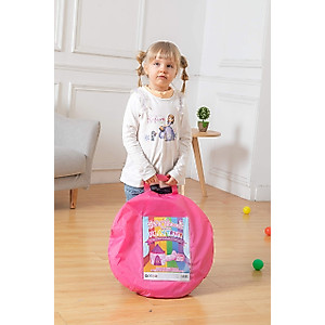 JOYIN Girls Unicorn Princess Pink Castle Play Tent with Pop Up Play Tent, Tunnel and Playhouse with Ball Pit Kids Indoor Outdoor Play Tent Set