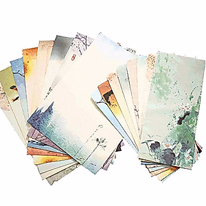 Retro Stationery Paper And Envelopes Set Letter Paper A4- Cute Kawaii Special Design Chinese Style Writing Stationery Paper Envelopes-32 Pack Stationery Paper and 16 Pack Envelopes(Retro)