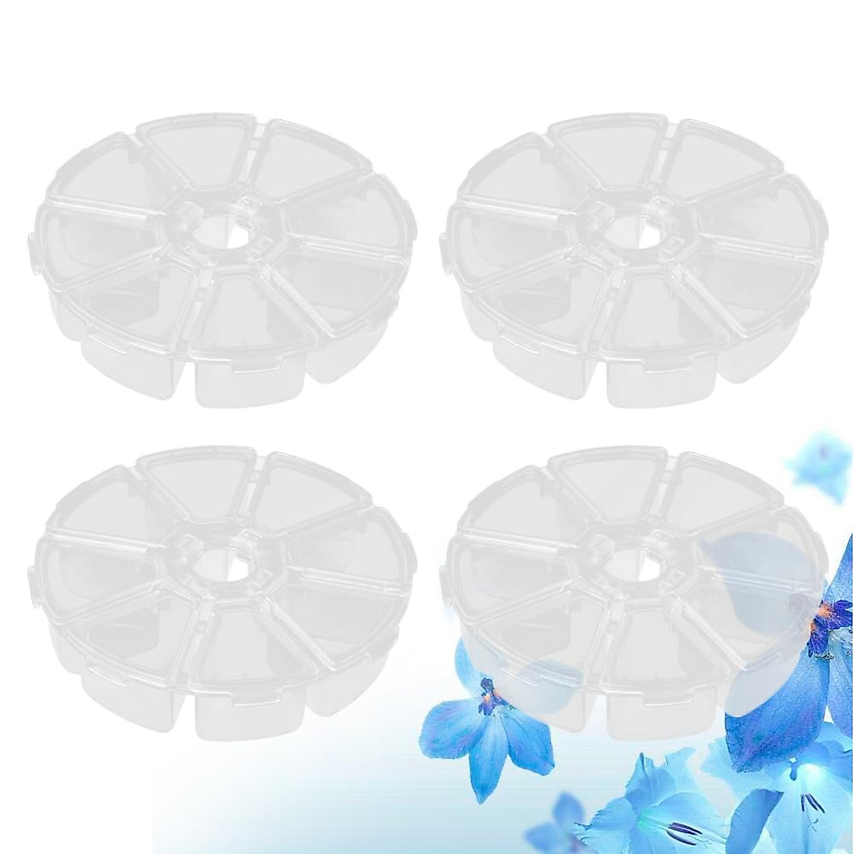 Nut Trays 4PCS 8 Grids Jewel Case Plastic Transparent Round Shape Jewelry Storage Organizer Container for Rings Earrings Clear Organizer