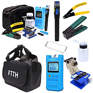 18 in 1 FTTH Fiber Optic Tool Kit with FC-6S Cleaver Optical Power Meter Visual Fault Locator Finder Cable Cutter Stripper 5km
