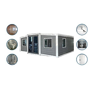 Generic Portable Folding House Container Tiny Homes prefab Home with Toilet, Sink, Shower, Folding Rooms Cabinets, Windows,., Customize
