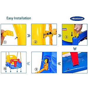 AIPINQI 3 in 1 Kids Swing Seat, Infant Toddler Children Secure Swing Seat Detachable Swing Seat High Back Swing Set for Playground Indoor Outdoor, Blue