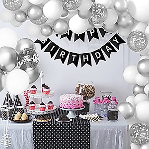 FEPITO 108 Pcs White Silver Balloon Garland Arch Kit 5 10 12 18 Inches Pastel White Silver Confetti Balloons for Birthday Wedding Bridal Showers Baby Shower Party Decorations