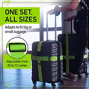 Untethered 4-Pack Luggage Straps | Durable TSA-Approved Suitcase Belt Straps | Adjustable Bag Straps for Secure Luggage Wrapping | Heavy-Duty Buckle Straps for Travel