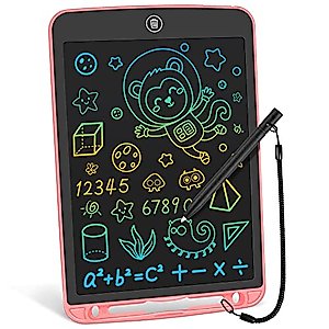 LCD Writing Tablet 10 Inch Toddler Doodle Board,Colorful Drawing Tablets,Electronic Writing Pads, Educational and Birthday Gifts for 3 4 5 6 7 Years Old Girls Boys and Kids (Pink)