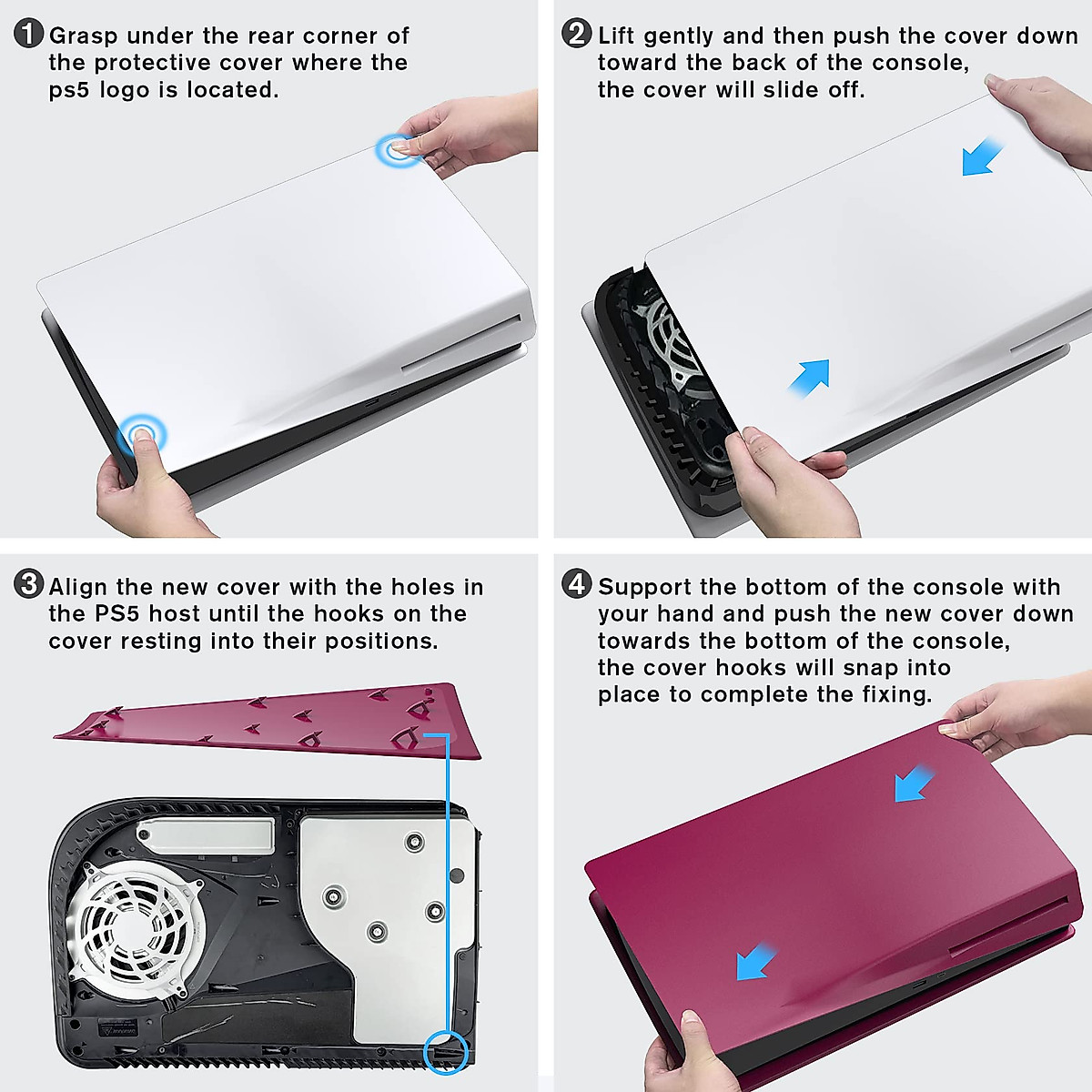 BSOON PS5 Accessories Faceplate, Hard Shockproof Playstation 5 Face Plate Shell Skin Case, ABS Anti-Scratch Dustproof PS5 Gaming Console Cover Replacement Accessories for PS5 Disc Edition