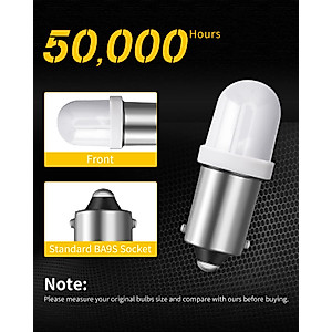 Qasim GE44 47 755 756 1893 1847 BA9S Led Bulb Pinball Machine Light Coin Display Game Bulb T11 BA9S Bayonet Led Bulb AC/DC 6V 6.3V Non-Polarity (Pack of 20 White)