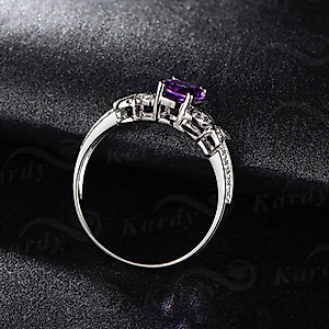 Unique Fashion 1.5ct Brazilian Amethyst Gemstone Real Diamond 14K White Gold Engagement Wedding Promise Ring for Women