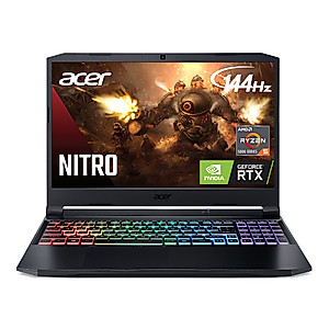 Acer Nitro 5 AN515-45-R21A Gaming Laptop, AMD Ryzen 5 5600H Hexa-Core Processor | NVIDIA GeForce RTX 3060 GPU | 15.6" FHD 144Hz IPS Display | 16GB DDR4 | 512GB NVMe SSD | WiFi 6 | RGB Keyboard