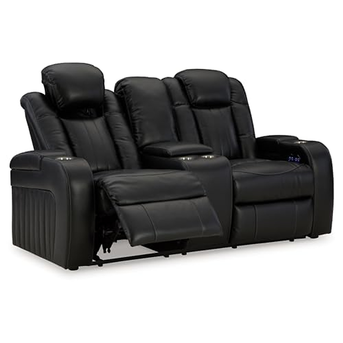 Signature Design by Ashley Caveman Den Power Reclining Loveseat with Console Love Seats, 75" W x 42" D x 42" H, Black