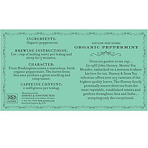 Harney & Sons Organic Peppermint Tea 1.76oz/50g (50 Tea Bags)