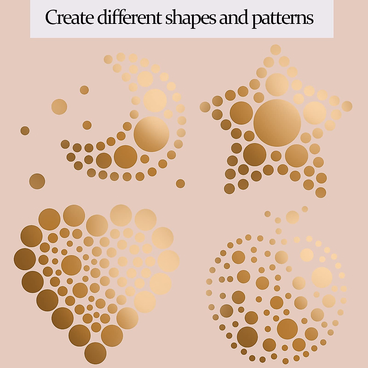 264 Pieces Polka Dot Wall Decals Dot Wall Stickers for Girls Bedroom Living Room Nursery Kids Bedroom Classroom Decor (Gold)