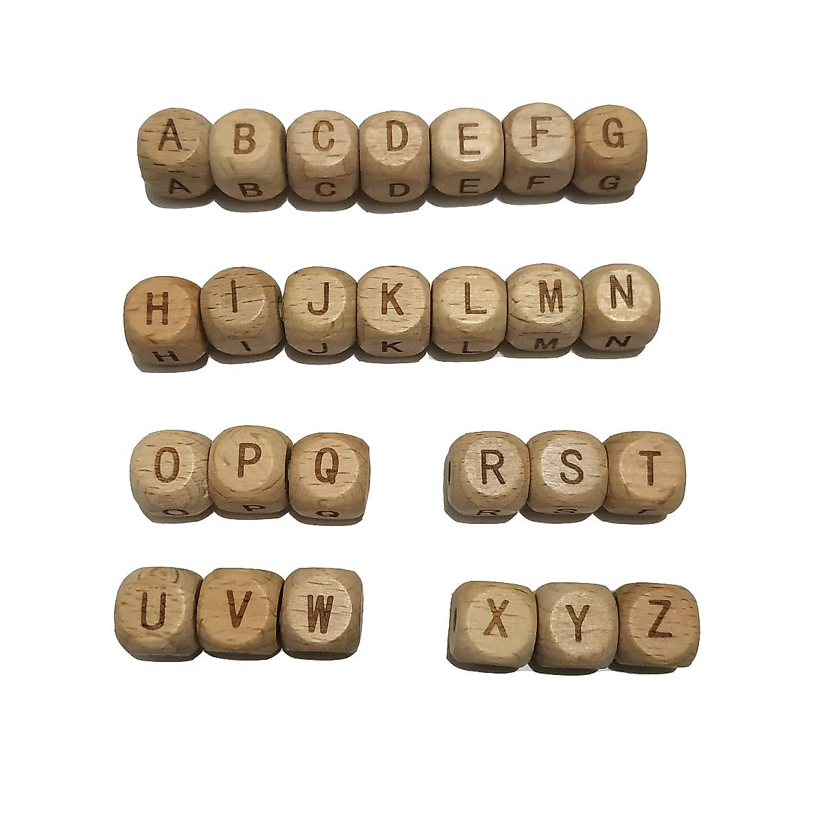 104pcs Square Wood Alphabet Beads 12MM Natural Beech Wooden Letter Beads for Jewelry Making DIY Beads Necklace (Choose Letter 104pcs)