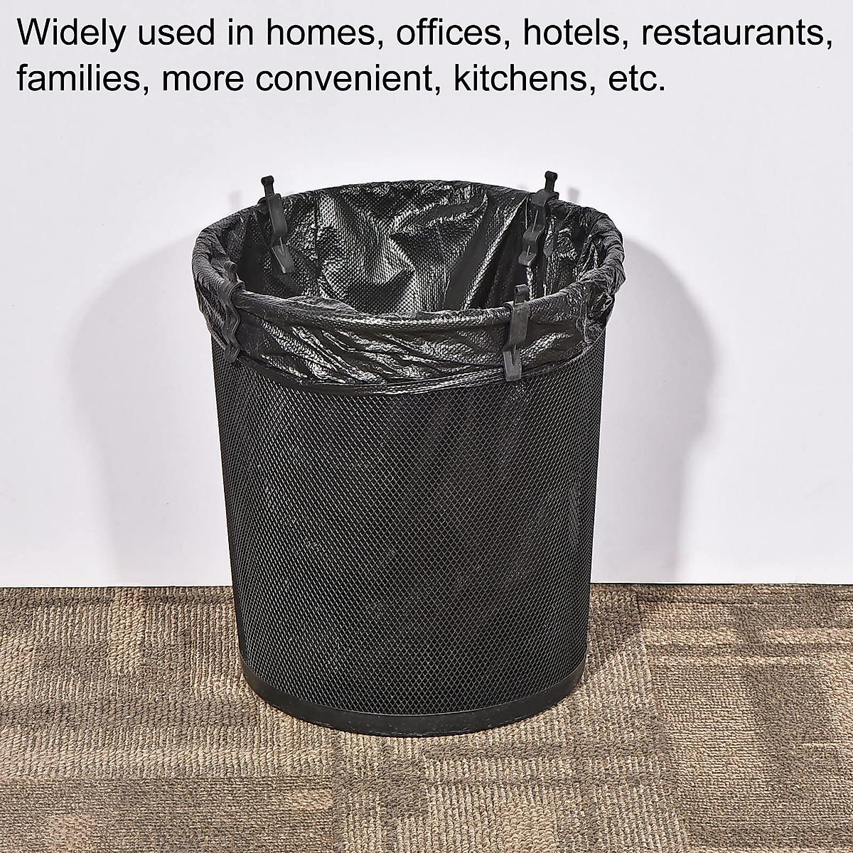 MECCANIXITY Garbage Bin Clip, Kitchen Trash Can Bag Clips Waste Basket Garbage Bin Clamp Bag Clip Black, Pack of 12