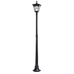 Sterno Home GL23716BK Outdoor Solar LED Street Light, for Patio, Post Light, Garden, 80” High, 1-Pack, Black