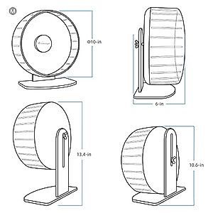 Niteangel Super-Silent Hamster Exercise Wheels - Quiet Spinner Hamster Running Wheels with Adjustable Stand for Hamsters Gerbils Mice Or Other Small Animals (M, Transparent)