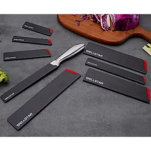 WELLSTAR Knife Edge Guards Set, 8 Piece Universal Blade Covers, BPA Free ABS Protective Blade Sheaths, Non-Scratch Felt Lining Kitchen Knives Covers (Knives not included)